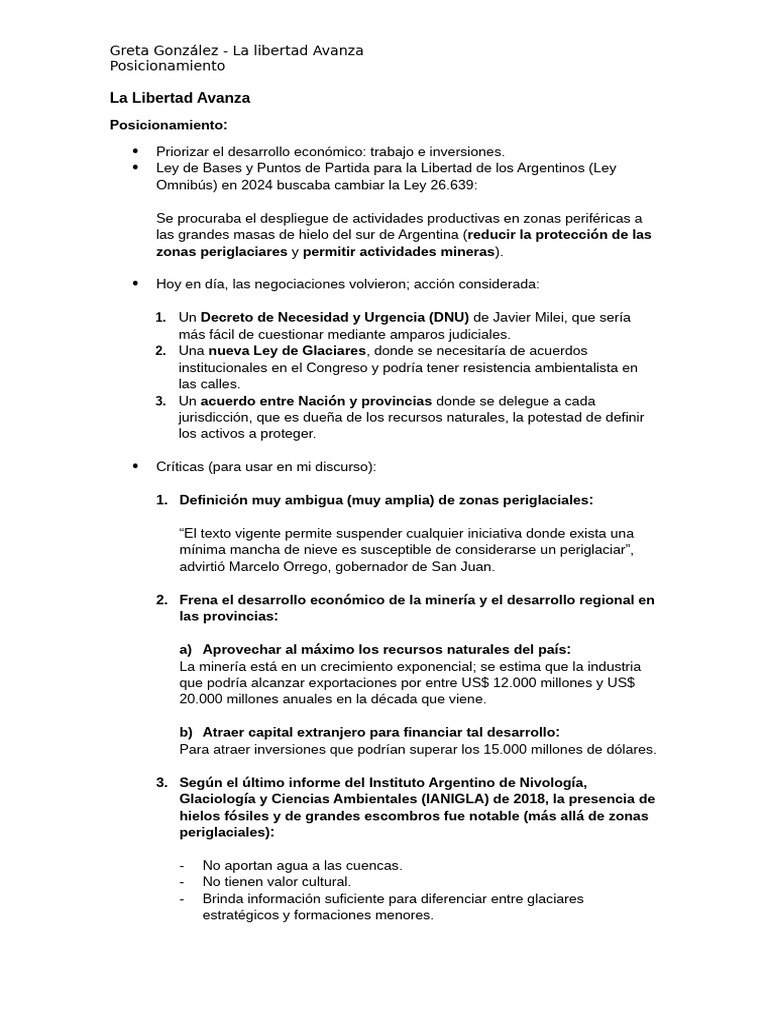 La Libertad Avanza - Greta Gonzalez 4º | PDF | Agua | Hidroelectricidad