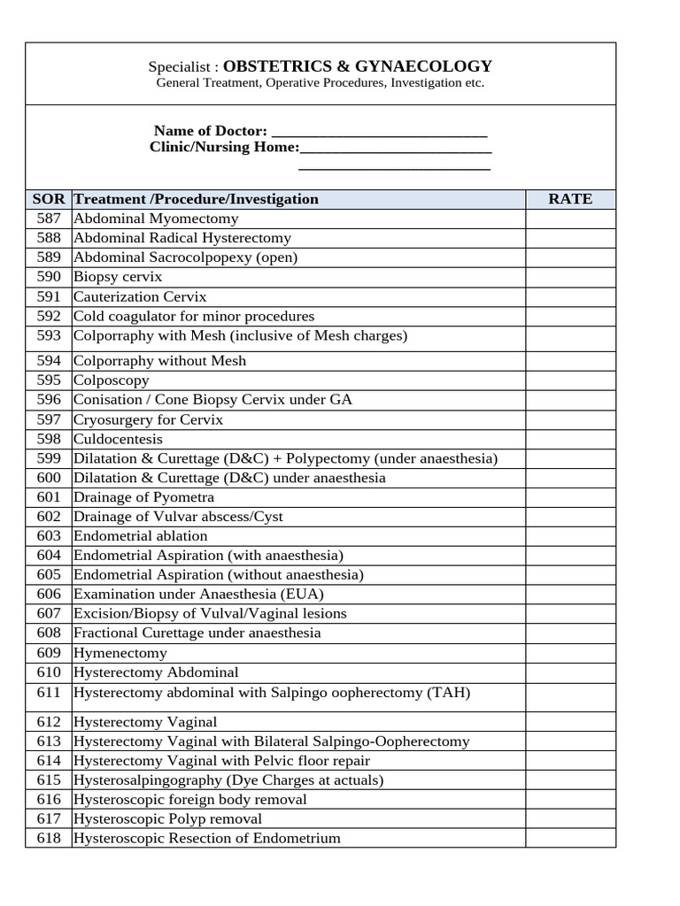 Complete Procedure List For Specialists, LABS, X-Rays and Scans | PDF ...