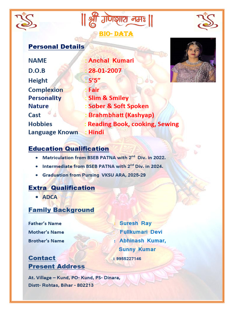 Anchal Bio Data | PDF