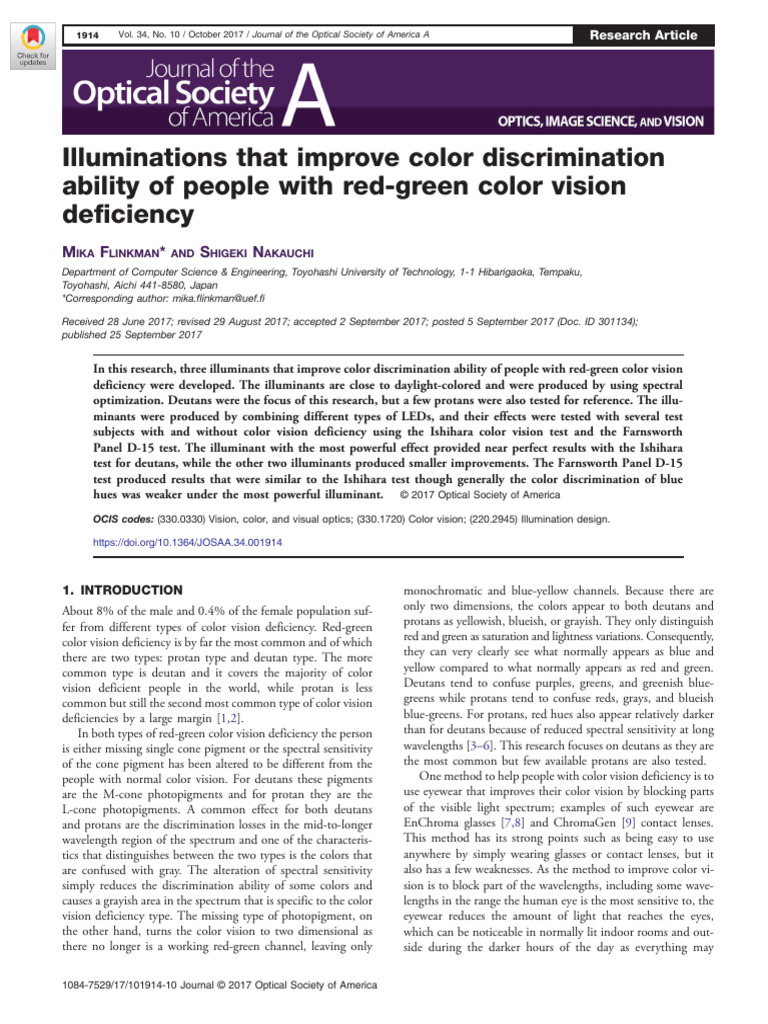 Enhancing Color Discrimination for Deutans | PDF | Color | Glasses