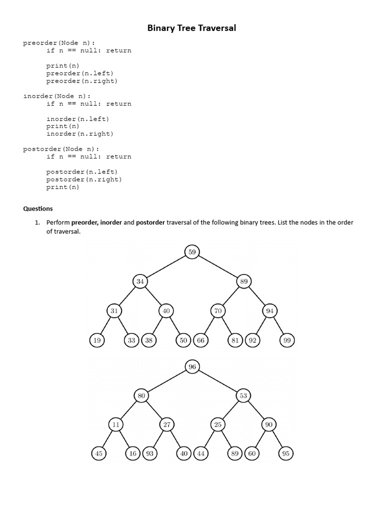 Lab 09 - Tree Traversal | PDF