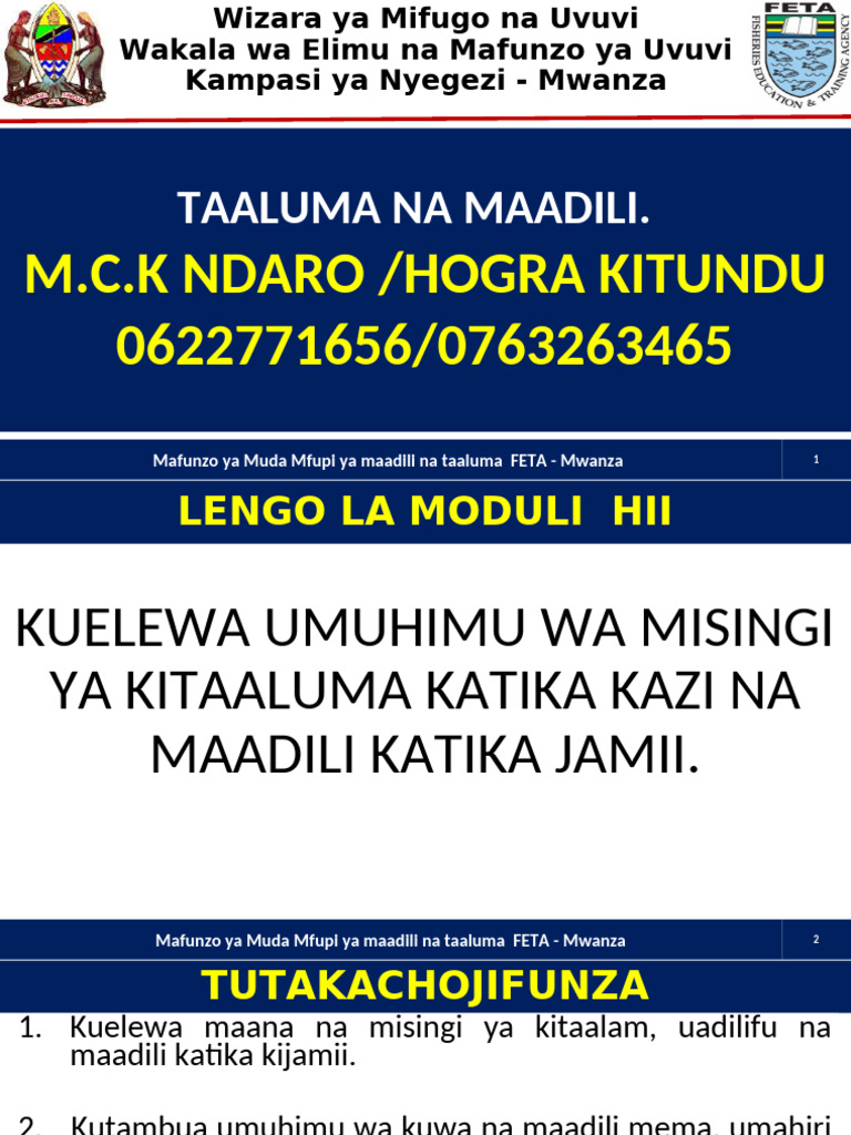 Mafunzo Ya Maadili Na Taaluma - Nembo Ipo Final | PDF