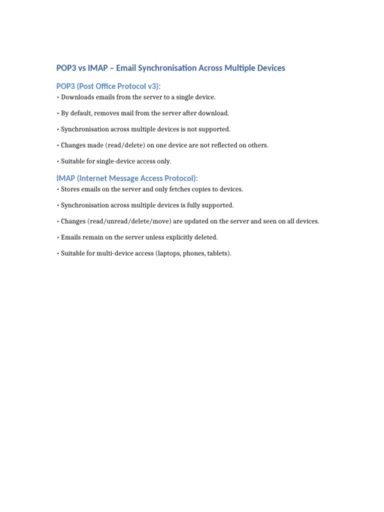 Pop3 Vs Imap | PDF