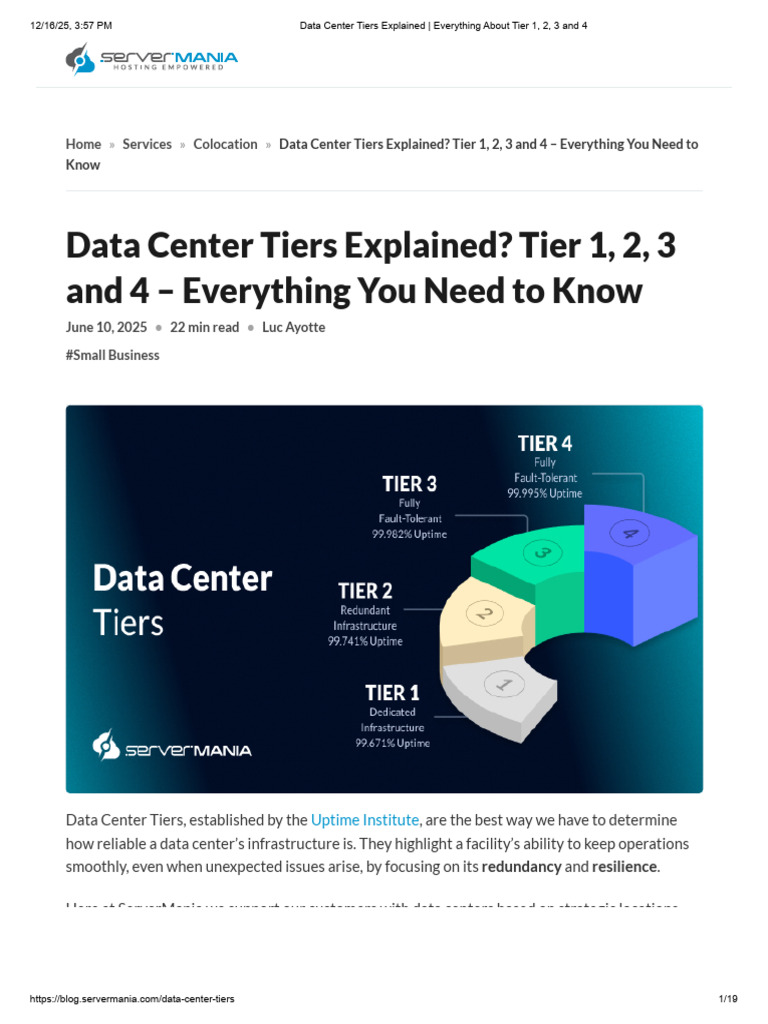 Data Center Tiers Explained _ Everything About Tier 1, 2, 3 and 4 | PDF ...