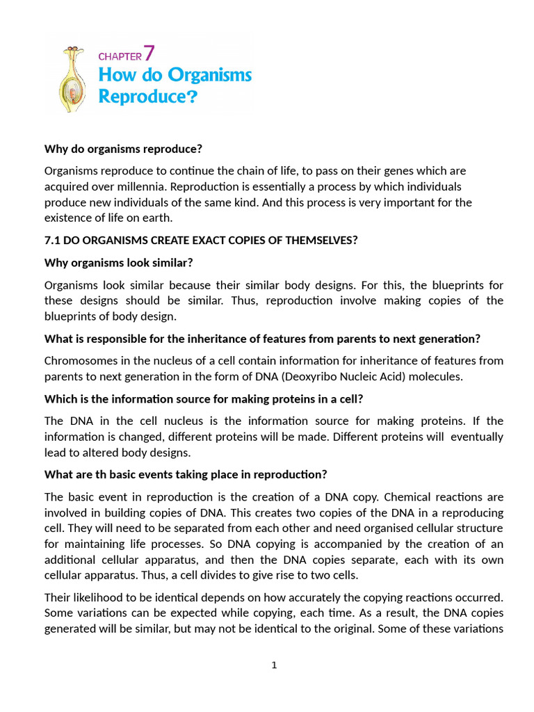 Why Do Organisms Reproduce | PDF | Flowers | Uterus