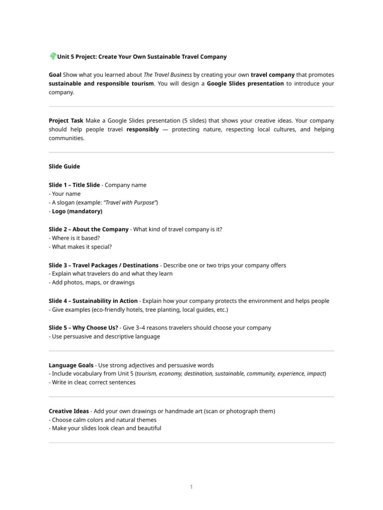Unit5 Travel Project | PDF | Vocabulary | Cognition