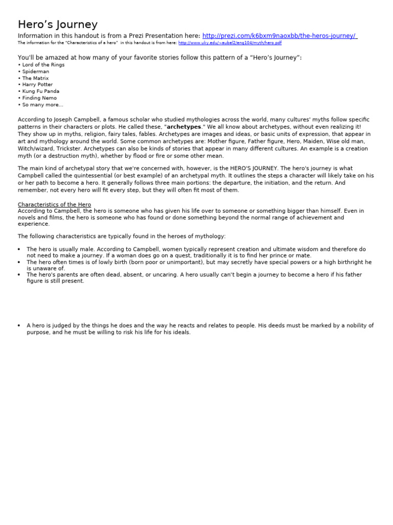 2 The Heros Journey My Chart | PDF | Hero | Quest