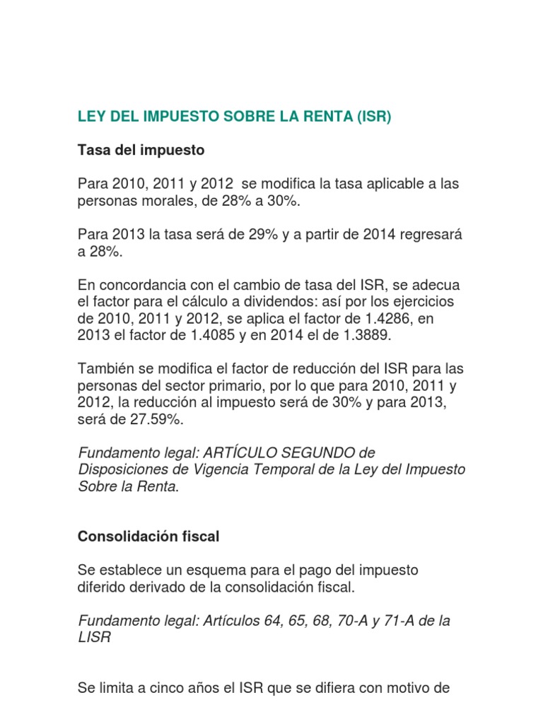 Ley Del Impuesto Sobre La Renta | PDF | Impuesto sobre la renta | Impuestos