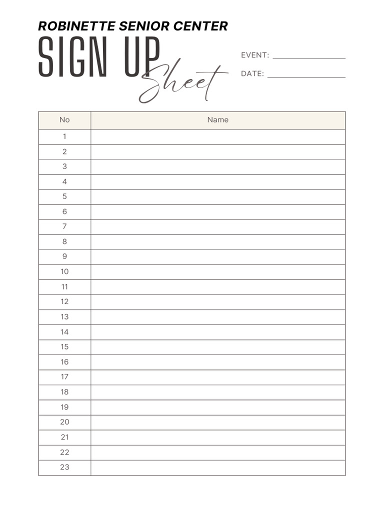 Gray Beige Minimalist Sign Up Sheet Form | PDF