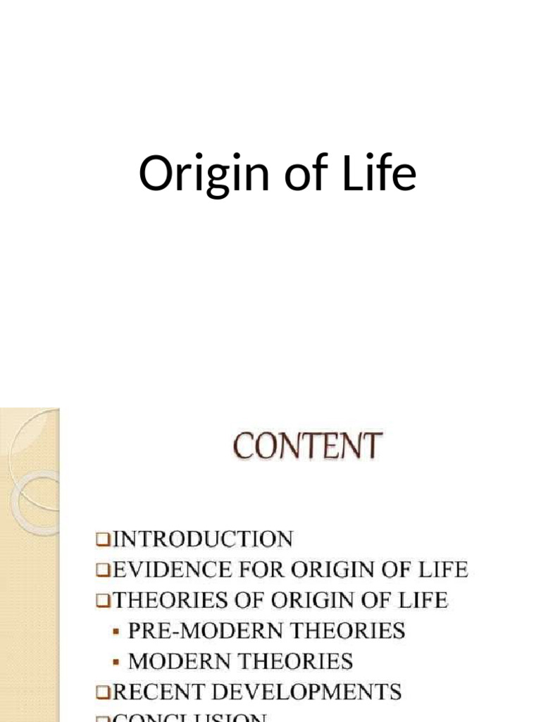 Pre-modern Theories of Life's Origin | PDF