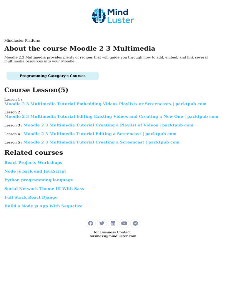 Moodle 2 3 Multimedia Course Content | PDF