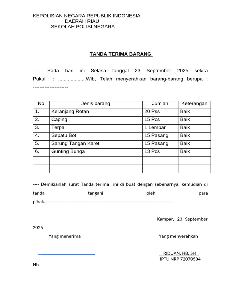 Tanda Terima | PDF