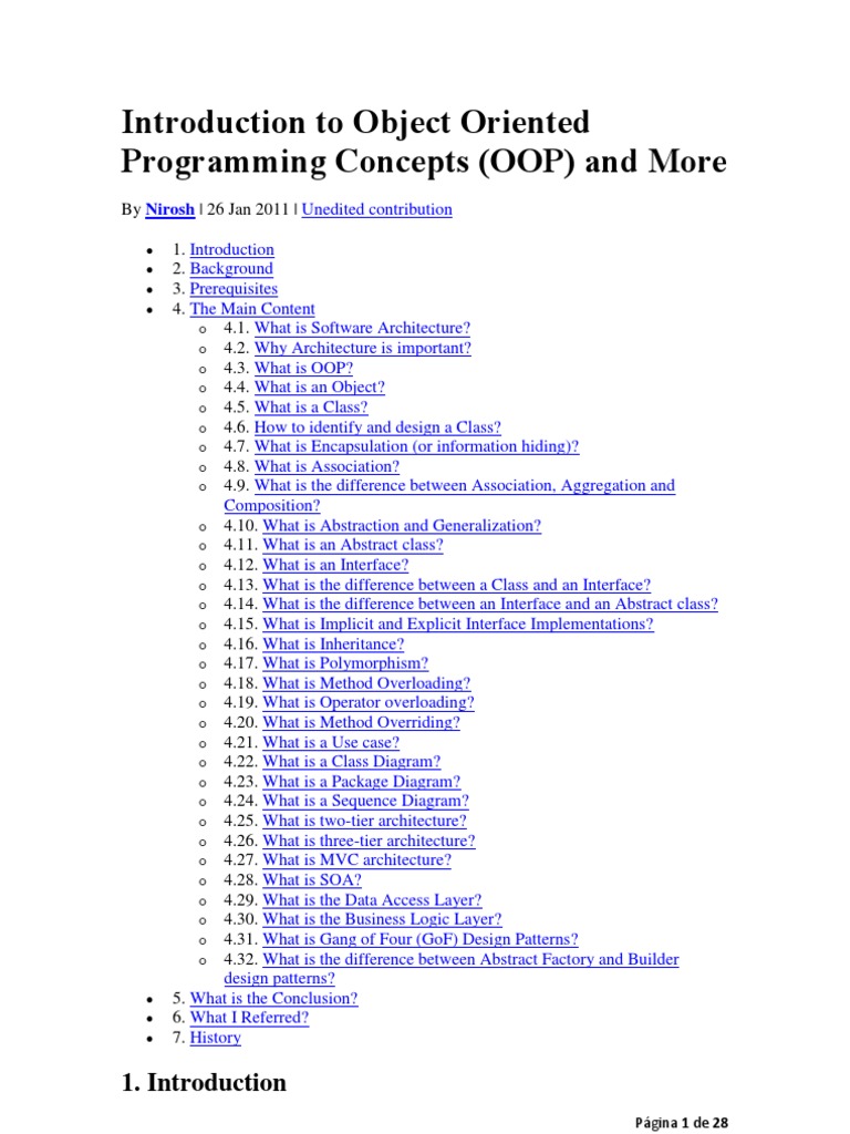 Introduction To Object Oriented Programming Concepts | PDF | Class ...
