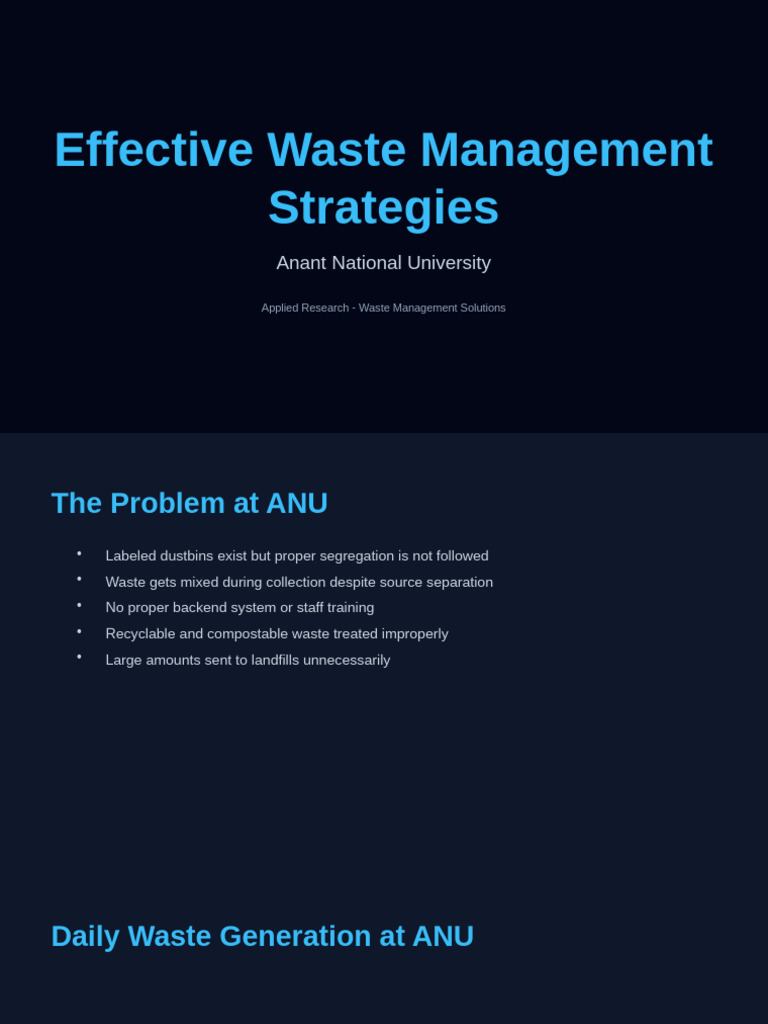ANU Waste Management Improvement Plan | PDF | Waste Management | Waste