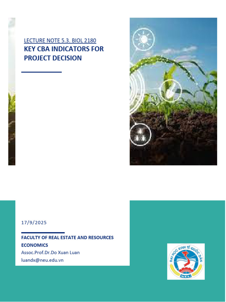 BIOL 2180. Lecture Note 5.3. Key CBA Indicators for Project Decision | PDF | Net Present Value ...