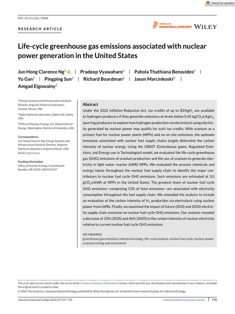 J of Industrial Ecology - 2025 - NG - Life Cycle Greenhouse Gas ...