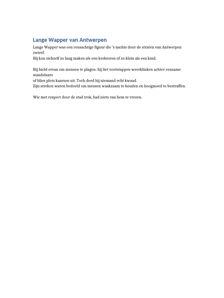 Lange Wapper Van Antwerpen | PDF
