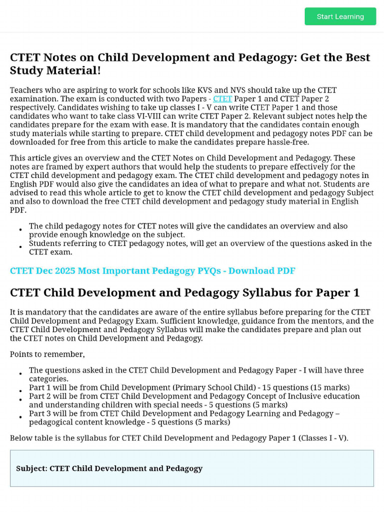 CTET Notes On Child Development and Pedagogy - Get The Best Study ...
