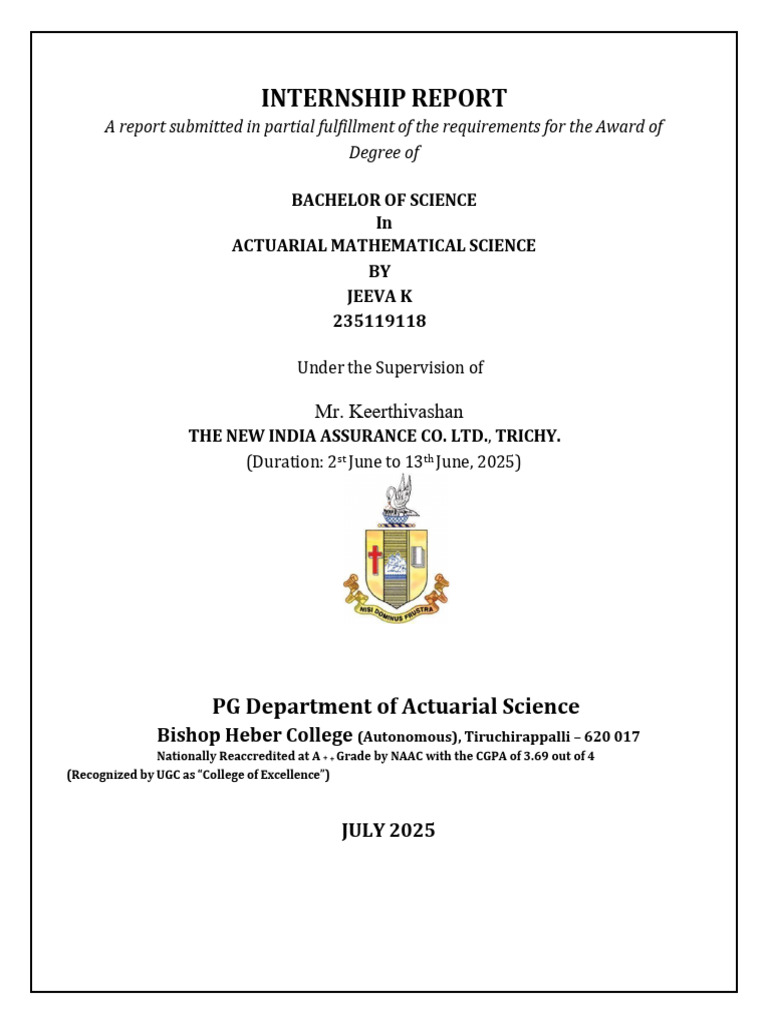 Internship Report: A Report Submitted in Partial Fulfillment of The ...