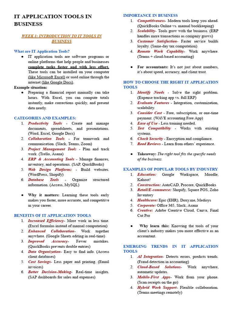 It Application Tools in Business | PDF | Information Technology | Software