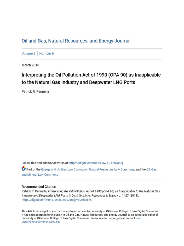 OPA 90's Impact on Natural Gas Ports | PDF | Liquefied Natural Gas ...