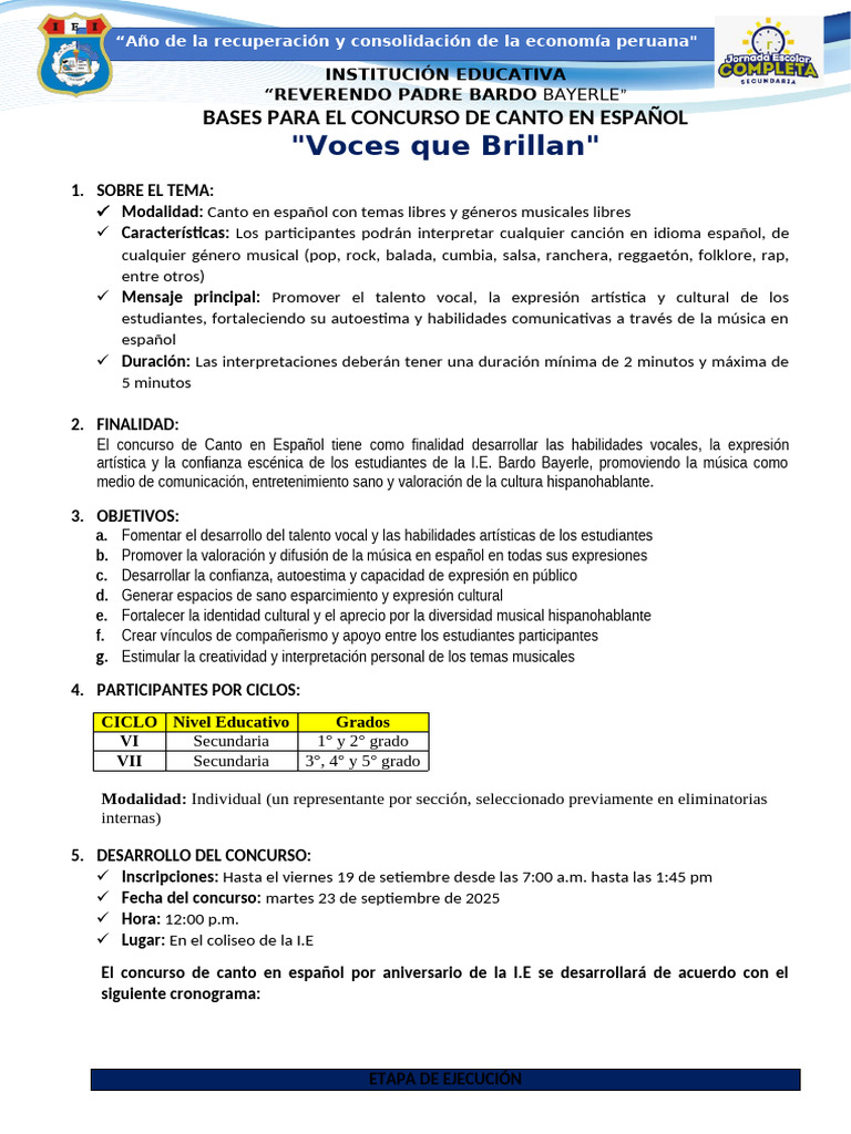 Bases para El Concurso de Canto en Español | PDF | Canciones | Musicología