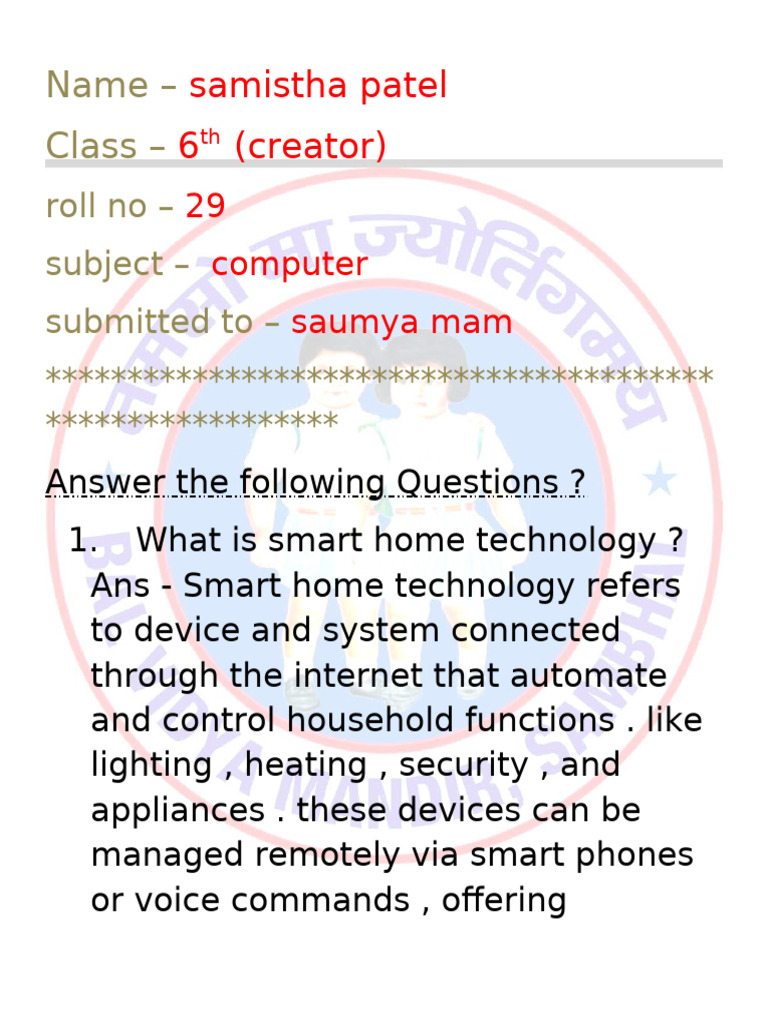 Samistha Patel - Computer Assignment | PDF