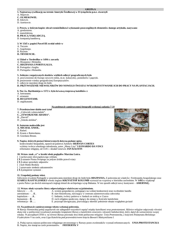 Spr Hist Dzial 1 Opracow Tabelka Imie i Nazwisko a i b | PDF