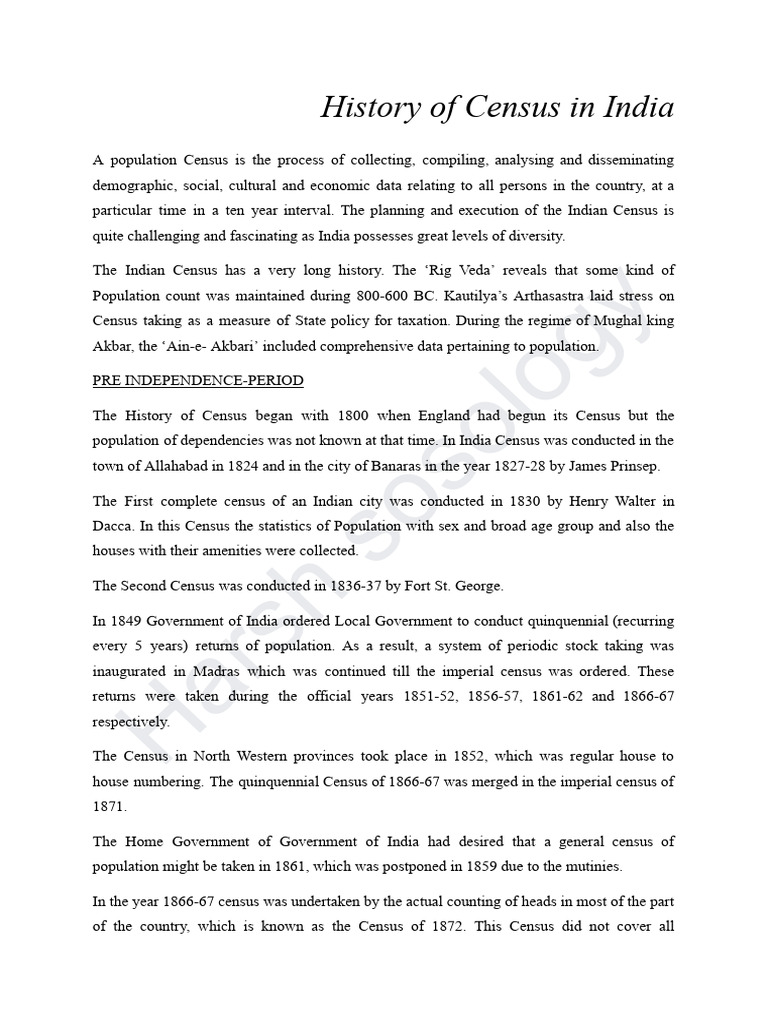 History of India's Census Process | PDF