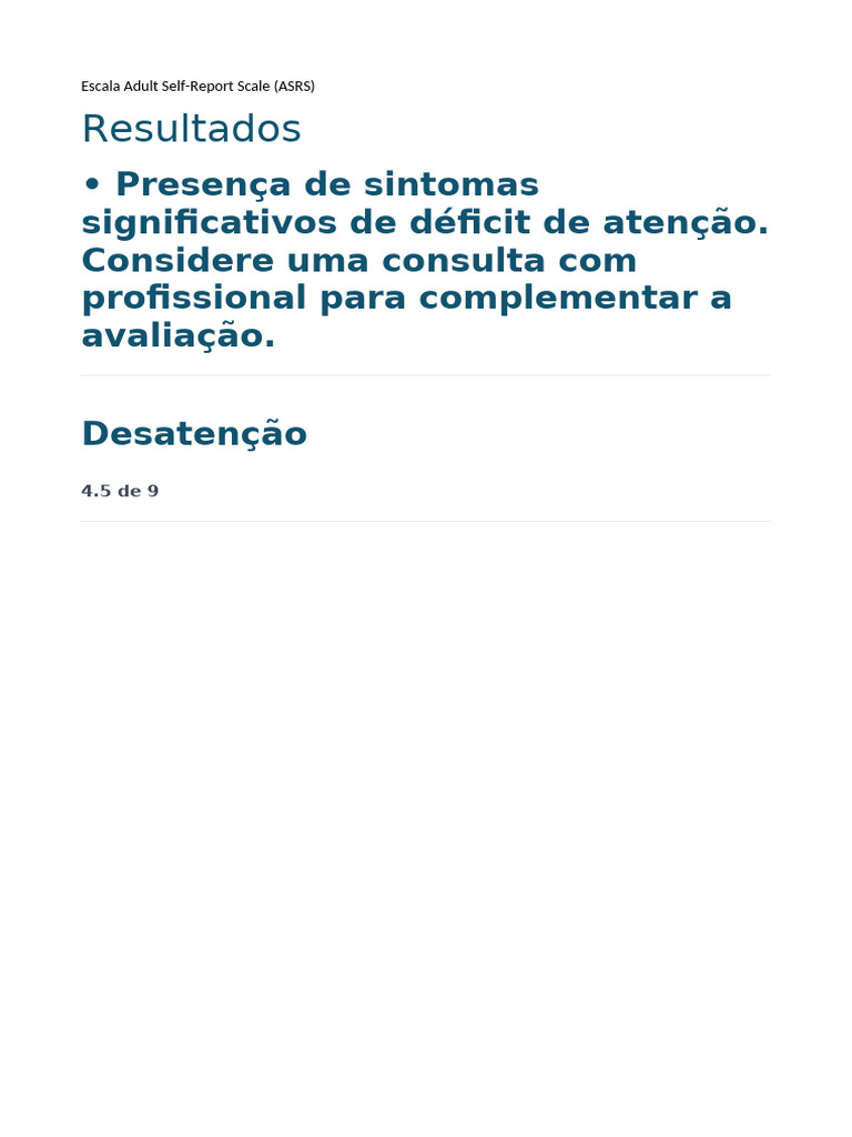 Escala Adult Self-Report Scale (ASRS) | PDF
