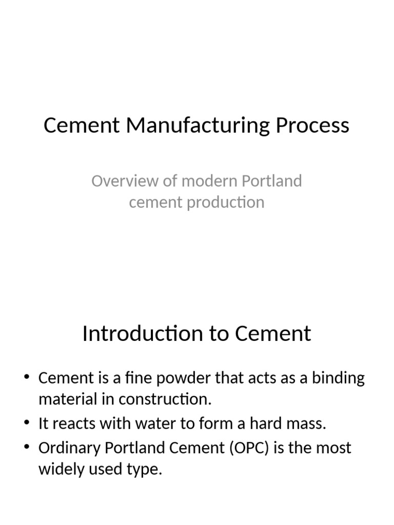 Cement Manufacturing Process Overview | PDF