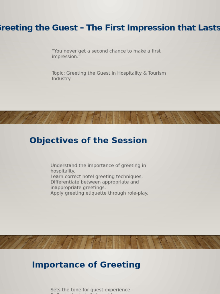 Greeting The Guest Presentation BITH | PDF | Communication | Human ...