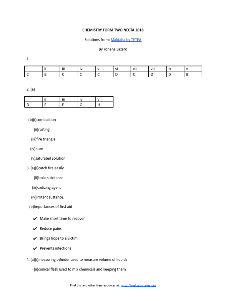 Chemistry F2 2018 Solutions | PDF | Ion | Chemistry
