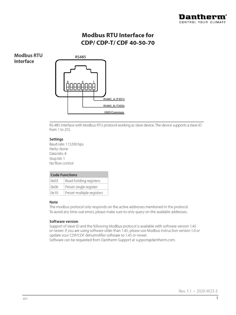 Dantherm_CDP_CDF_Modbus_Protocol | PDF | Computer Science | Computing