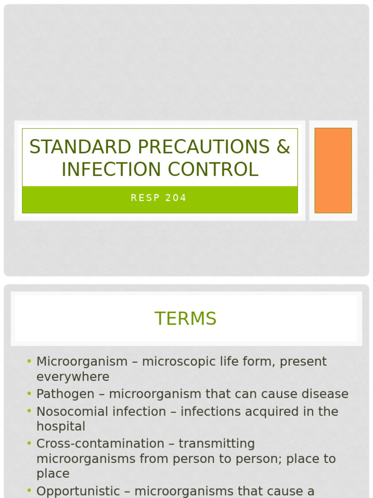 Infection Control & Standard Precautions | PDF | Infection | Pathogen