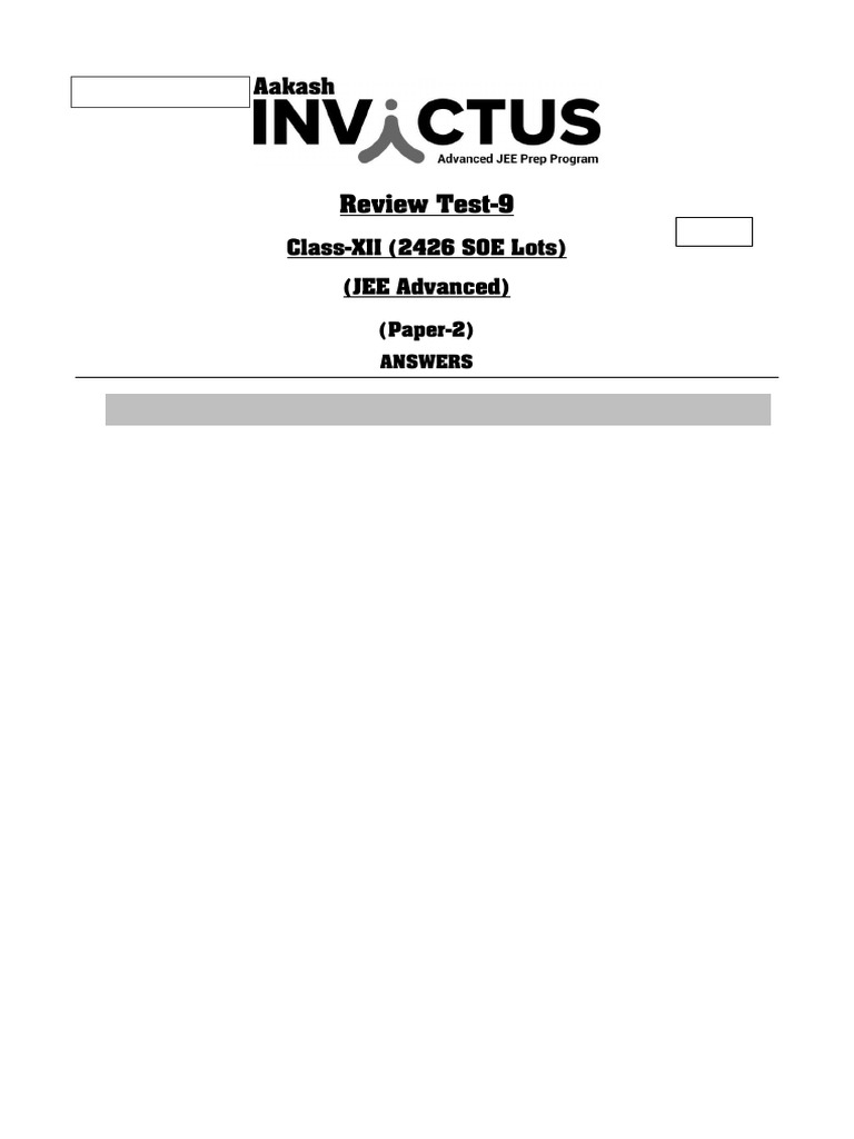 JEE Advanced Review Test 9 Solutions | PDF | Physical Quantities | Quantity