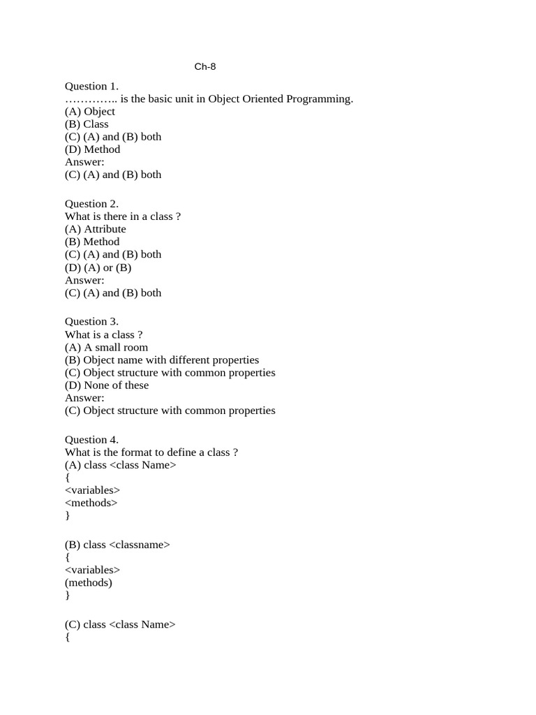 Class 12 Computer Chapter 8 | PDF | Method (Computer Programming) | Class (Computer Programming)