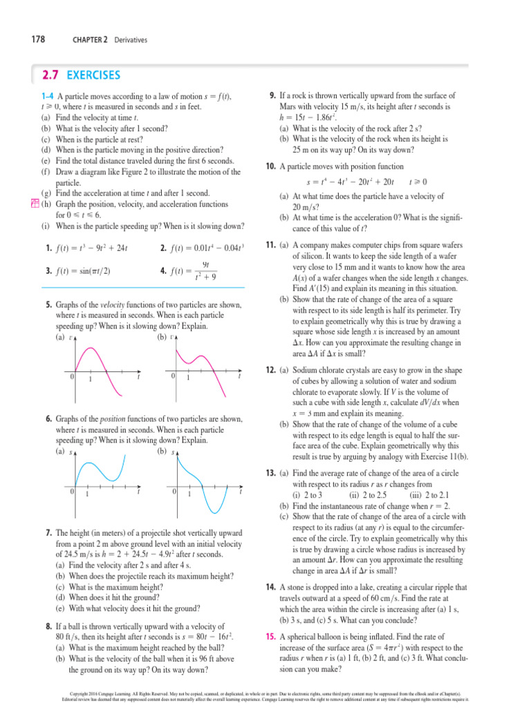 Derivatives and Motion Problems | PDF | Velocity | Acceleration