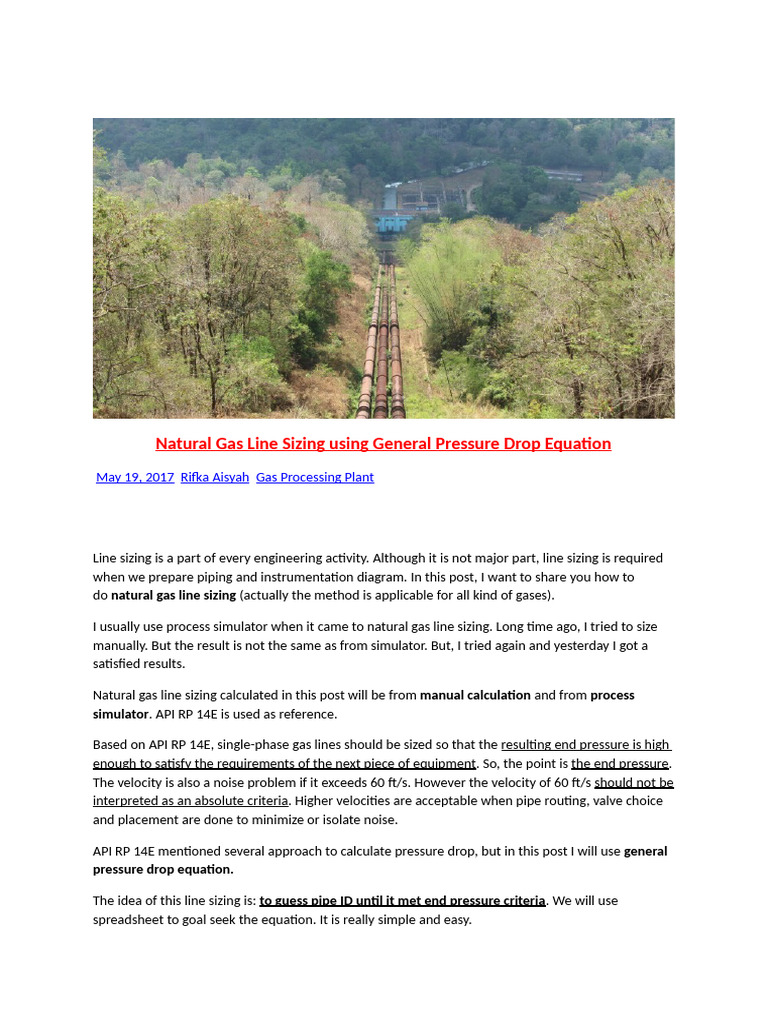 Natural Gas Line Sizing Guide | PDF | Pressure | Gases