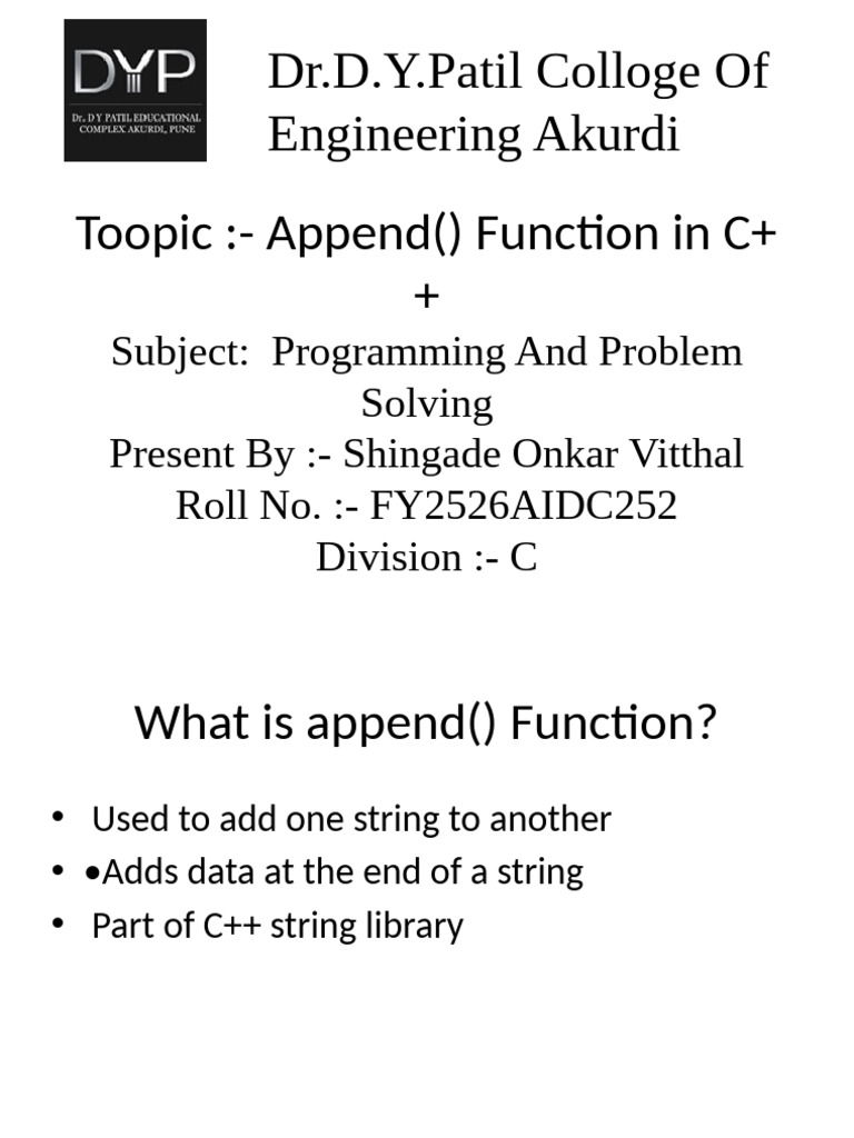 Append Function CPP | PDF
