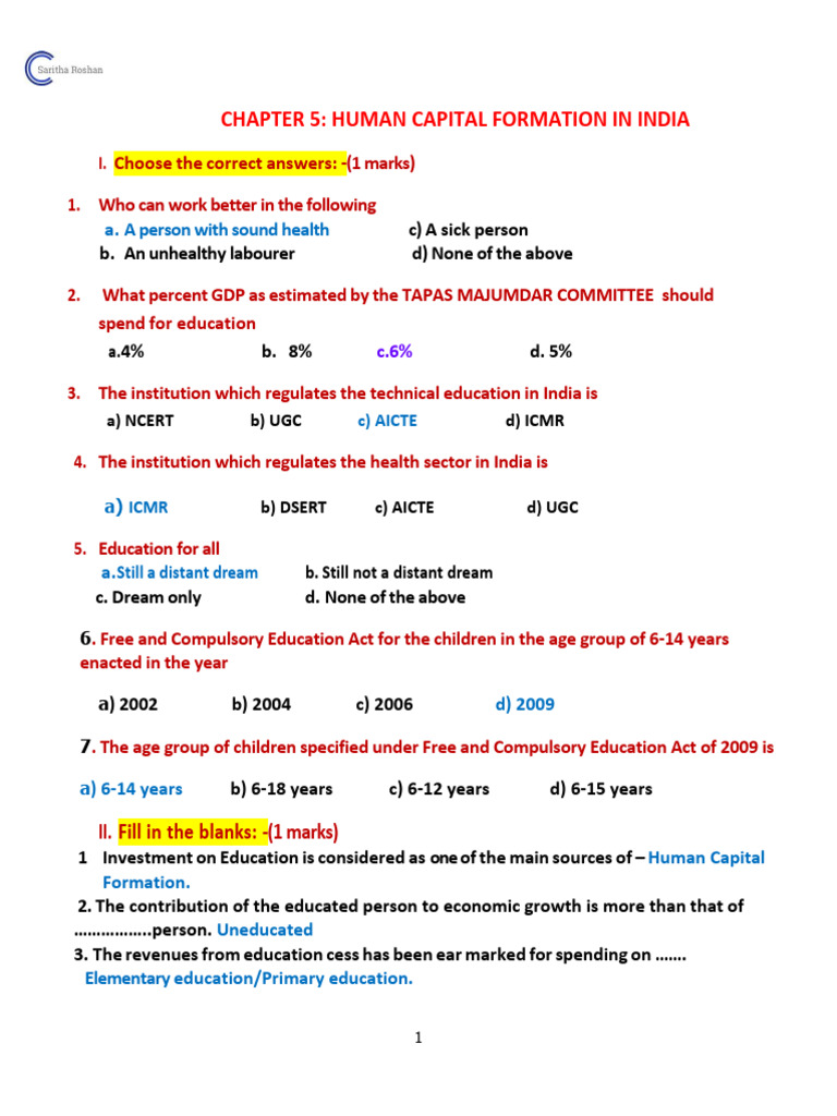 Human Capital Formation in India: Key Insights | PDF | Cost Of Living ...