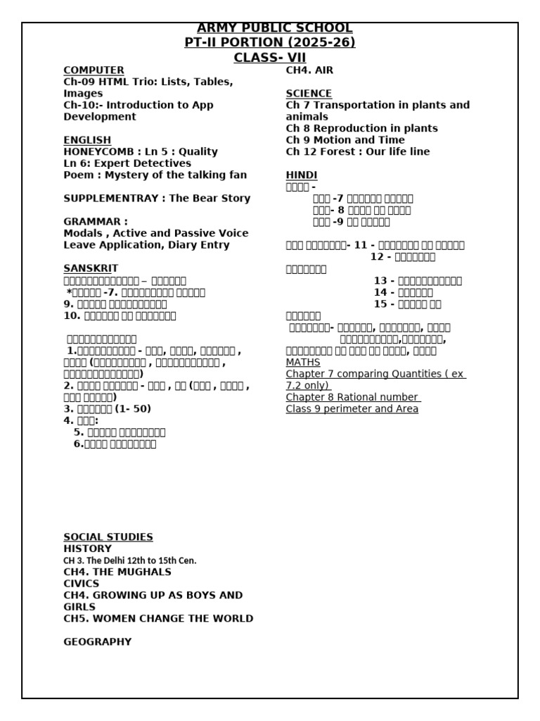 Pt2 Portion Class 7 | PDF