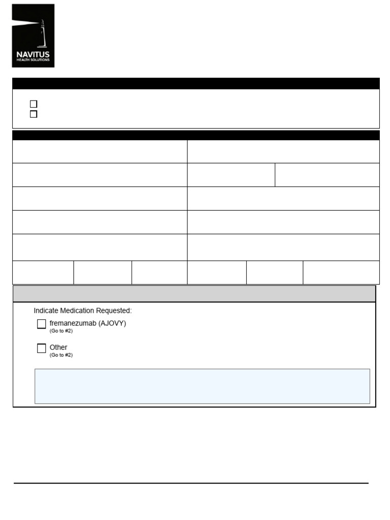 Ajovy Navitus Form | PDF | Health Care | Drugs Acting On The Nervous System