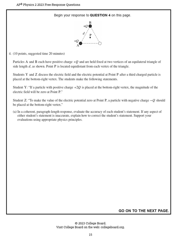 AP Physics 2 Electric Field Analysis | PDF | Electric Charge | Electric ...
