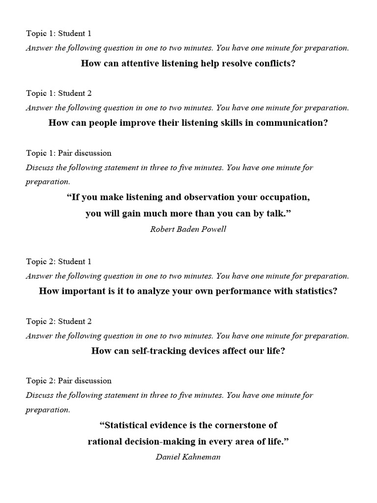 Speaking Mock Test 2 | PDF | Cognition | Psychology