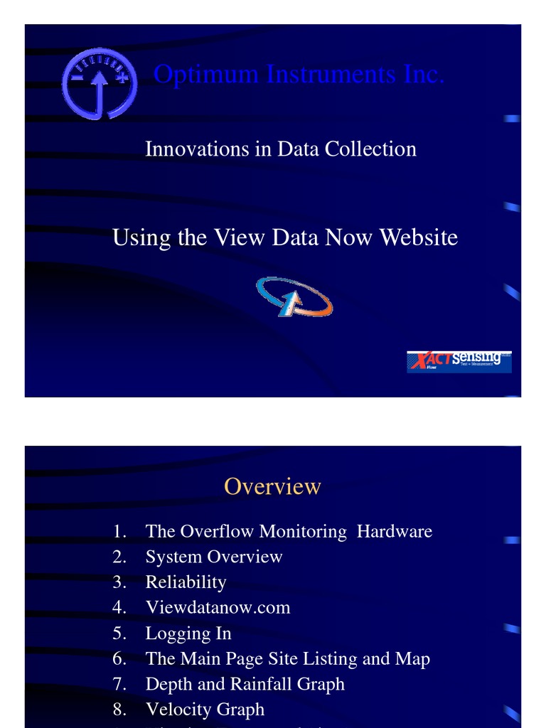 Optimum Instruments Inc.: Using The View Data Now Website | PDF ...