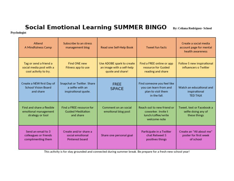 SEL+BINGO | PDF | Behavioural Sciences | Psychological Concepts