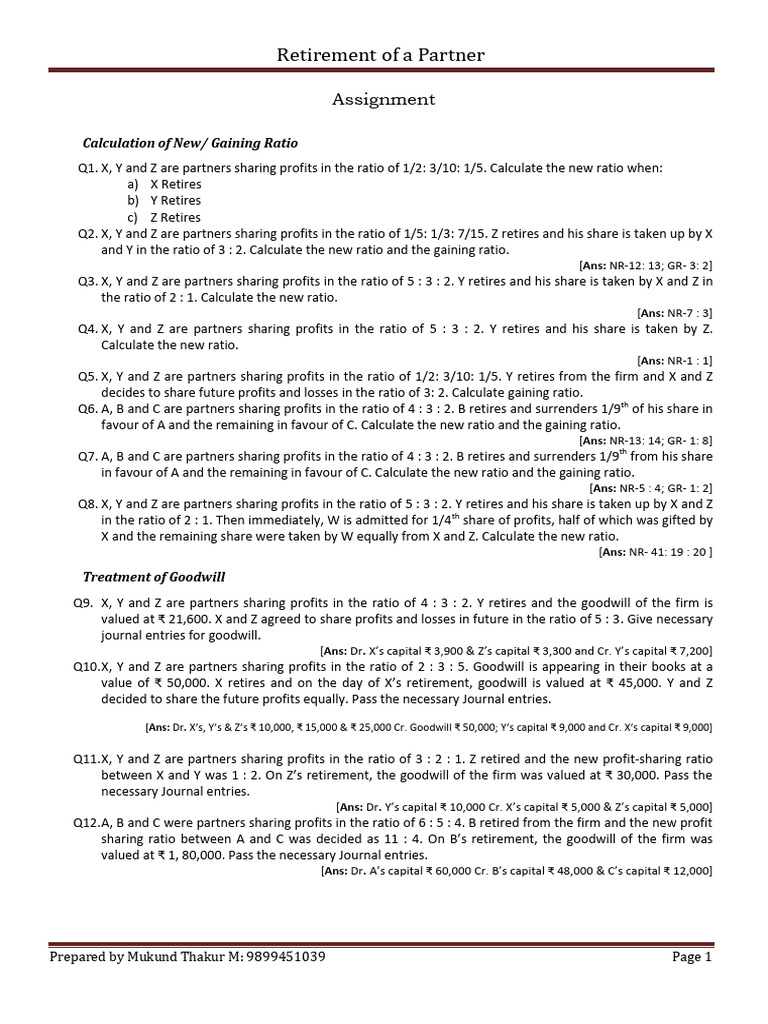 Retirement of Partner | PDF | Balance Sheet | Interest