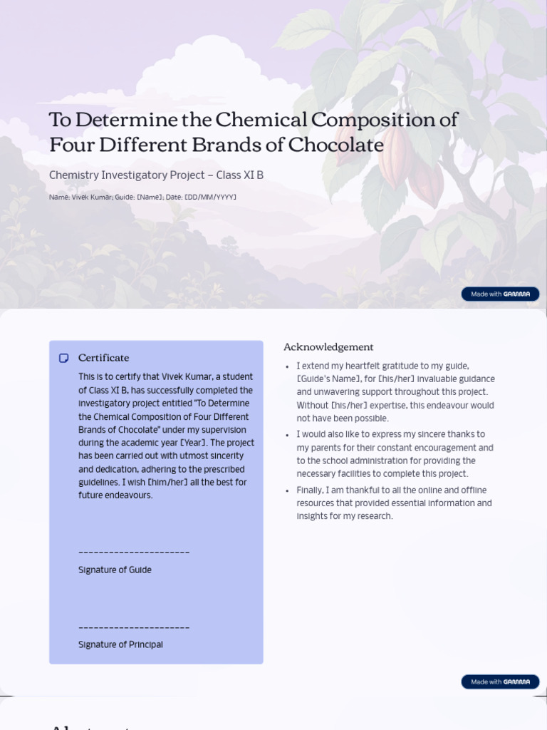 To Determine the Chemical Composition of Four Different Brands of ...