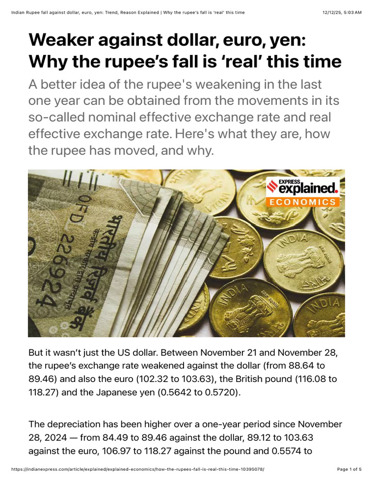 Indian Rupee Decline: Causes & Trends | PDF | Exchange Rate | Currency ...